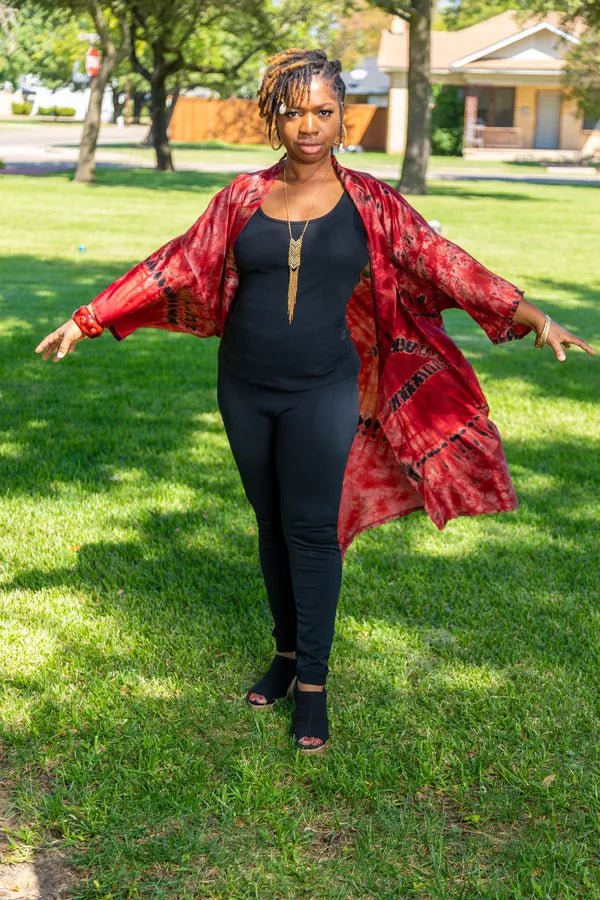 ADIRE Silk Duster Red – Zesty-Couture